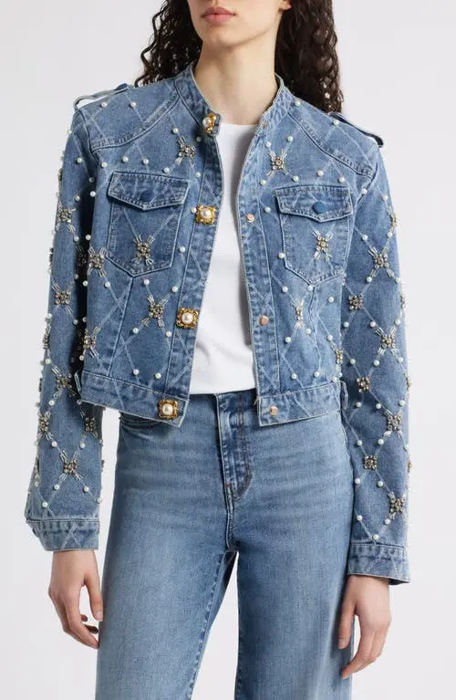 NIKKI LUND Leyana Embellished Denim Jacket