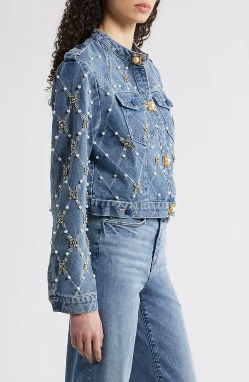 NIKKI LUND Leyana Embellished Denim Jacket