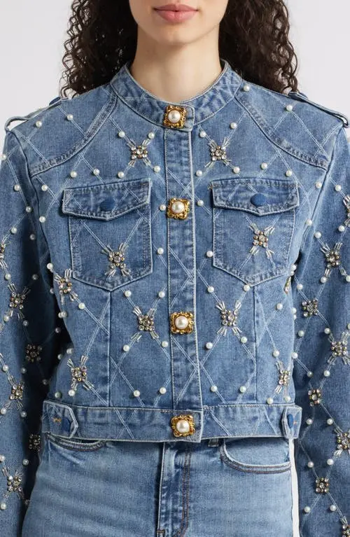 NIKKI LUND Leyana Embellished Denim Jacket