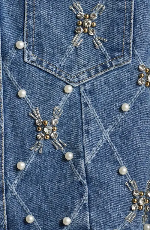 NIKKI LUND Leyana Embellished Denim Jacket