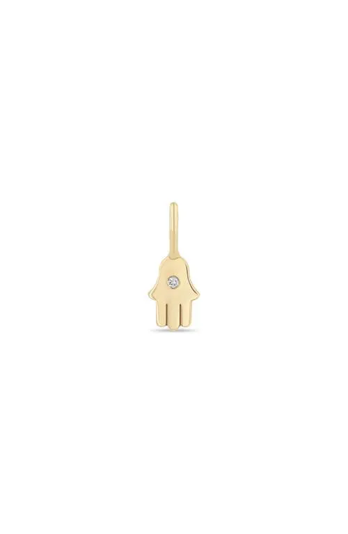 Zoe Chicco Hamsa Hand Diamond Charm - Yellow Gold