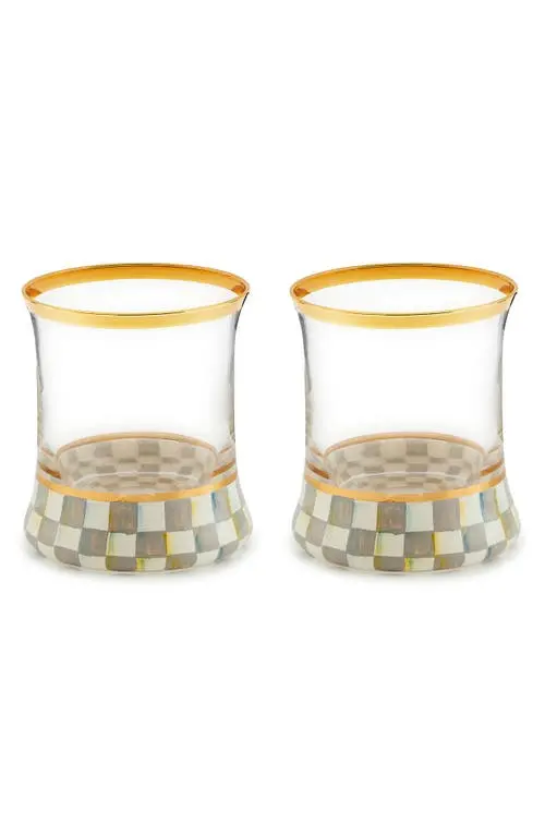 MACKENZIE-CHILDS Sterling Check Set Of 2 Tumbler Glasses - Grey