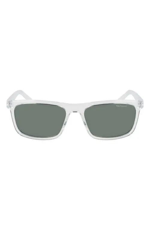 Nike Embar 56mm Polarized Square Sunglasses - Clear / Polar Green