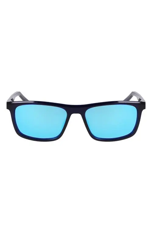 Nike Embar 56mm Polarized Square Sunglasses - Navy / Polar Blue Mirror