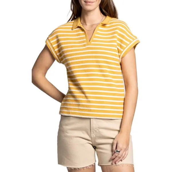 THREAD & SUPPLY Jenna Knit Polo - Yellow White
