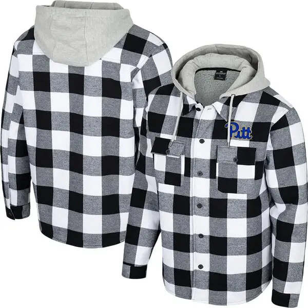 COLOSSEUM White Pitt Panthers Buffalo Plaid Full-zip Jacket
