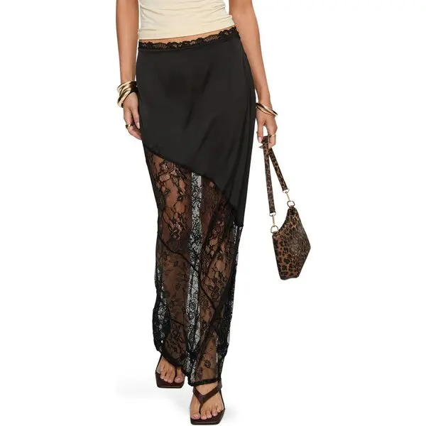 Princess Polly Castelli Lace Maxi Skirt - Black