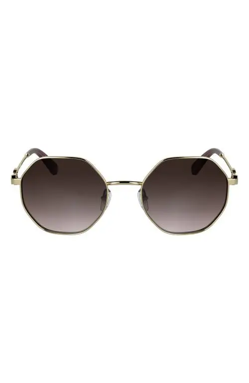 Longchamp Le Foulonné 52mm Gradient Octagon Sunglasses - Gold/ Gradient Brown Rose
