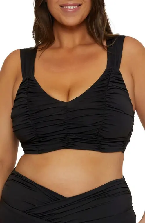 BECCA® By Rebecca Virtue Shirred Bikini Top - Black