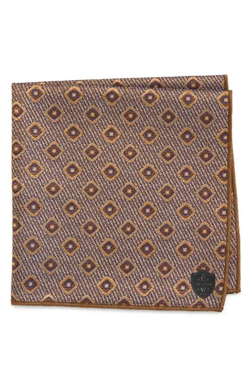 CLIFTON WILSON Diamond Jacquard Silk Pocket Square - Brown