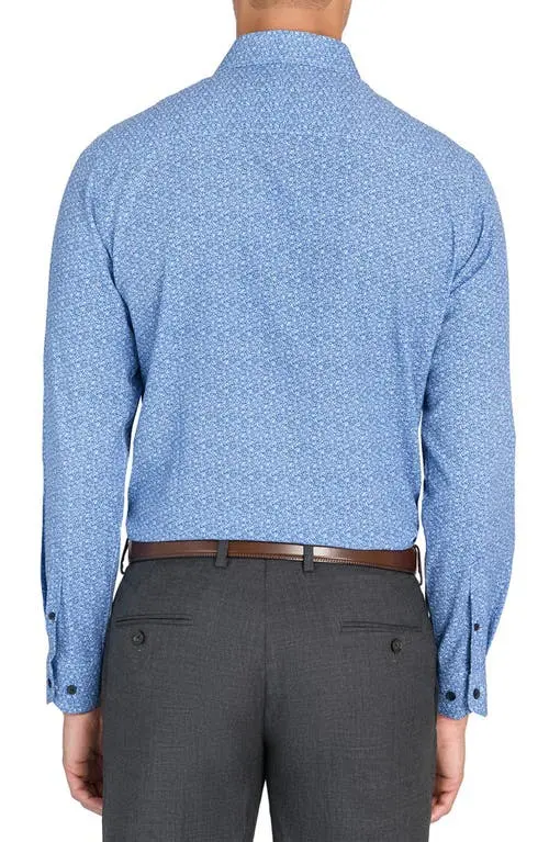 W.R.K Slim Fit Micro Floral Performance Dress Shirt - Navy