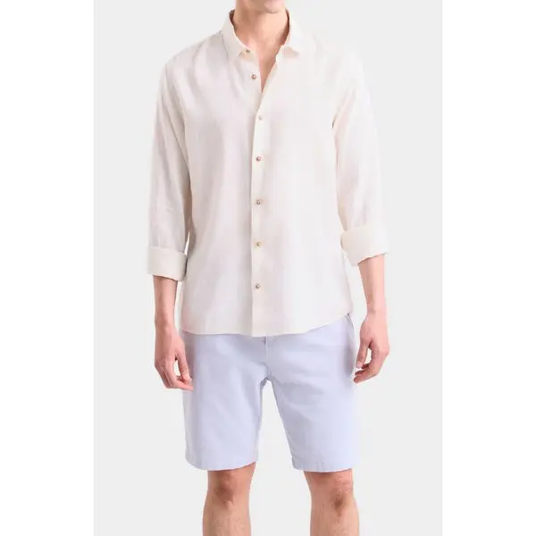 VELEZ Long-sleeve Linen Shirt With Semi-fitted Silhouette