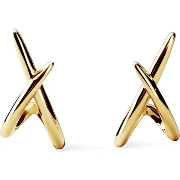 ANA LUISA Sloane Crisscross Stud Earrings - Gold / Clear
