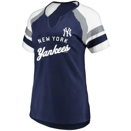 Profile New York Yankees Arched Notch Neck T-shirt