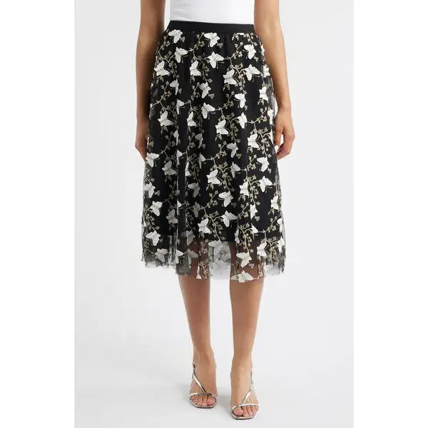 NIKKI LUND Marie Embroidered A-line Skirt
