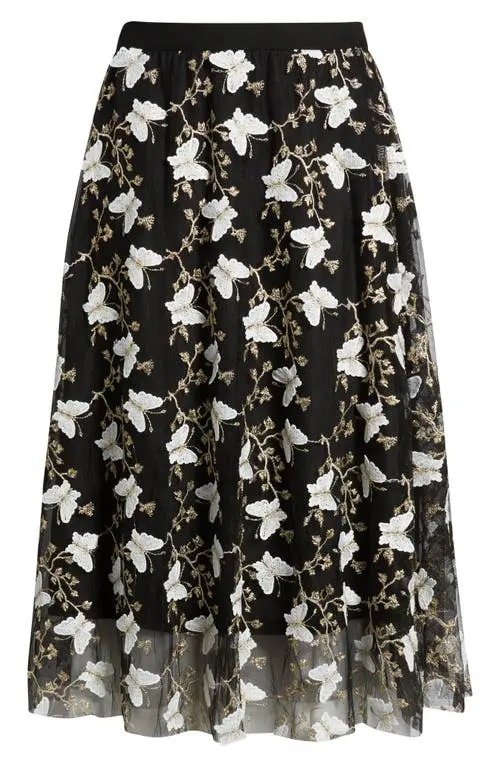NIKKI LUND Marie Embroidered A-line Skirt