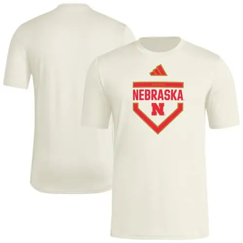 Adidas Nebraska Huskers Home Plate Pre-game T-shirt - Cream