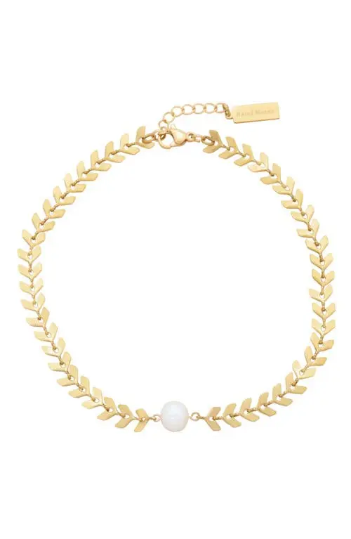 ST. MORAN Freshwater Pearl Chevron Anklet - Gold