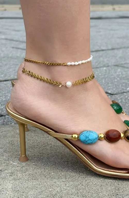 ST. MORAN Freshwater Pearl Chevron Anklet