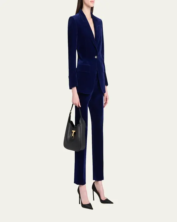 TOM FORD Monarch Small Hobo Bag In Grained Leather