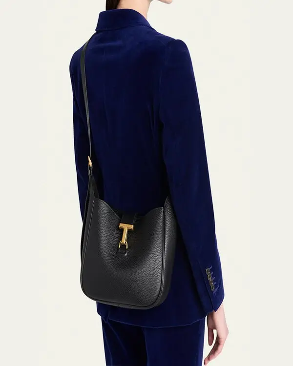 TOM FORD Monarch Small Hobo Bag In Grained Leather