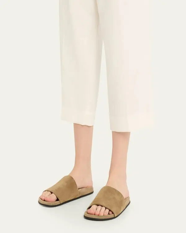 THE ROW Hugh Suede Flat Slide Sandals