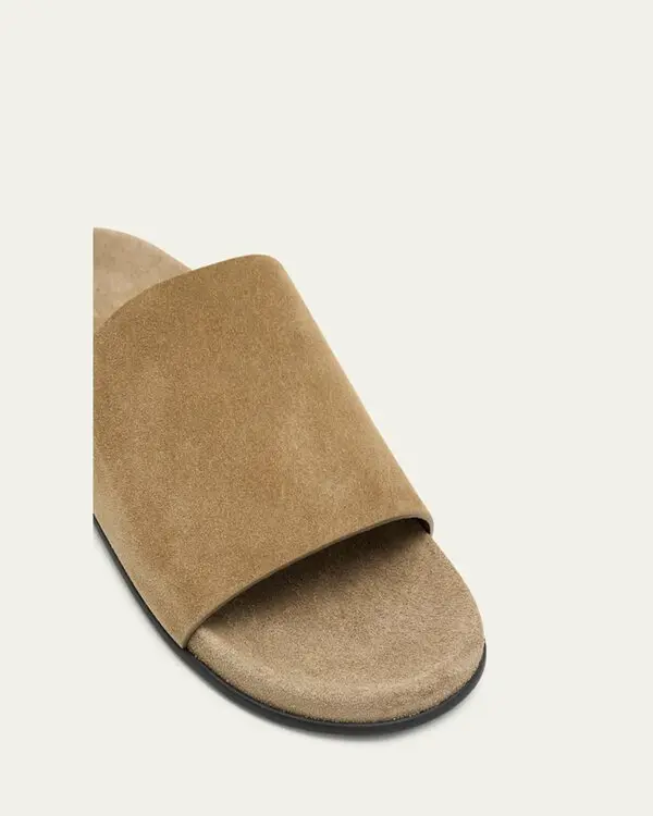 THE ROW Hugh Suede Flat Slide Sandals