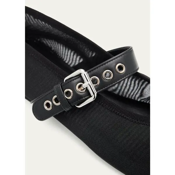Miu Miu Mesh Buckle Mary Jane Ballerinas - Nero