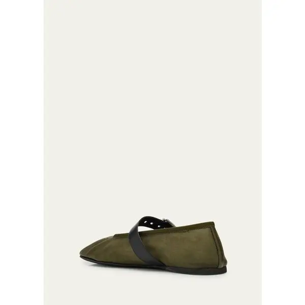 Miu Miu Mesh Buckle Mary Jane Ballerinas - Nero