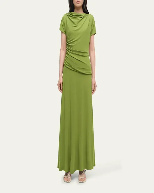 Simkhai Shanelle Draped Jersey Midi Dress - Kiwi | Editorialist