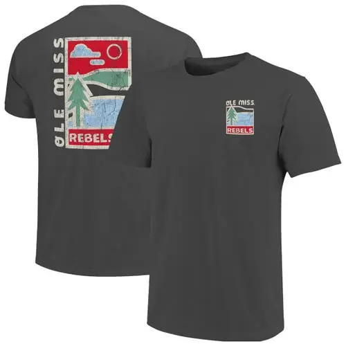 IMAGE ONE Ole Miss Rebels Comfort Colors Minimal Vista Distressed Graphics T-shirt - Graphite