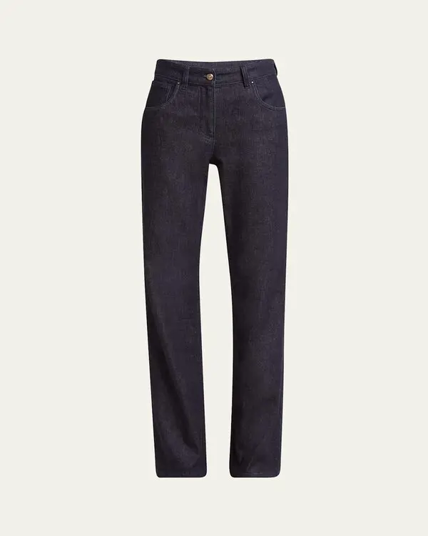 Giorgio Armani Cotton-cashmere Denim Straight-leg Trousers
