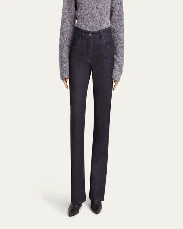 Giorgio Armani Cotton-cashmere Denim Straight-leg Trousers
