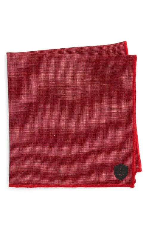CLIFTON WILSON Dark Slub Linen Pocket Square - Red