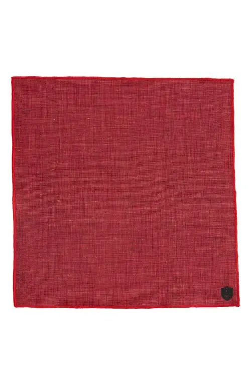 CLIFTON WILSON Dark Slub Linen Pocket Square - Red