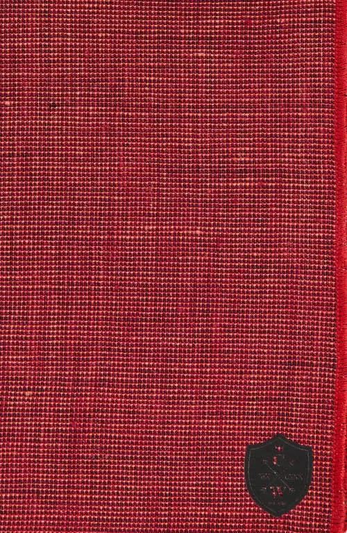 CLIFTON WILSON Dark Slub Linen Pocket Square - Red