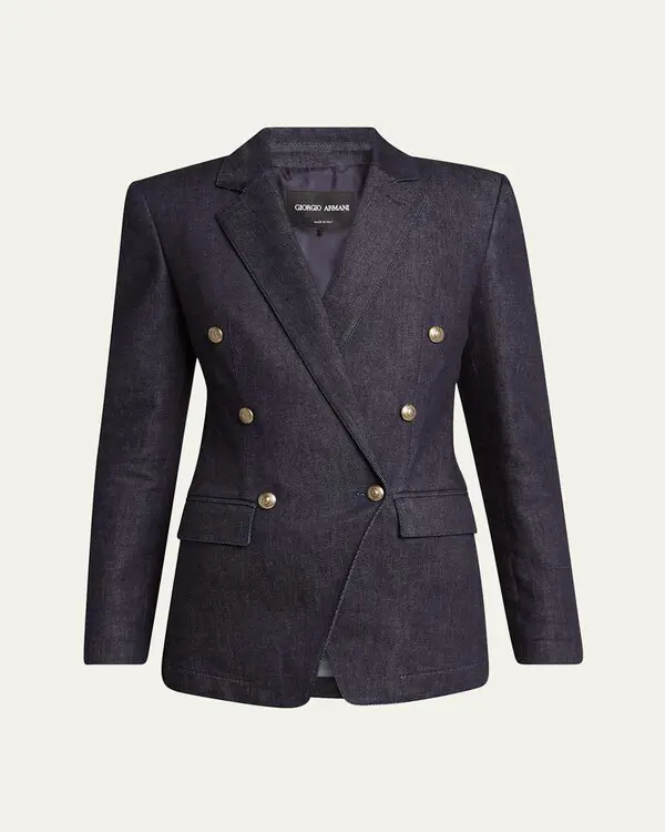 Giorgio Armani Cotton-cashmere Denim Double-breasted Blazer