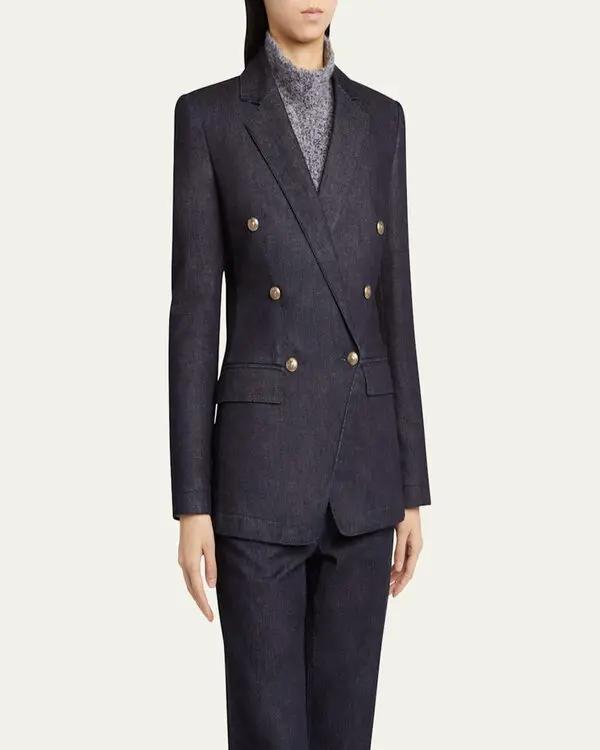 Giorgio Armani Cotton-cashmere Denim Double-breasted Blazer