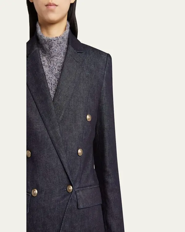 Giorgio Armani Cotton-cashmere Denim Double-breasted Blazer