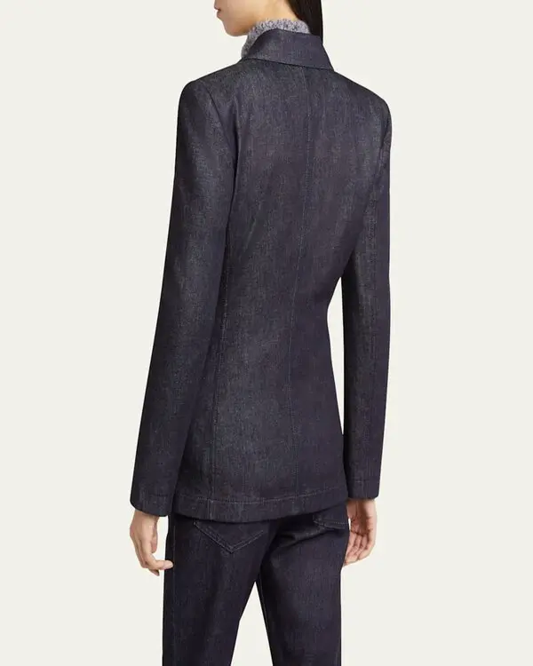Giorgio Armani Cotton-cashmere Denim Double-breasted Blazer