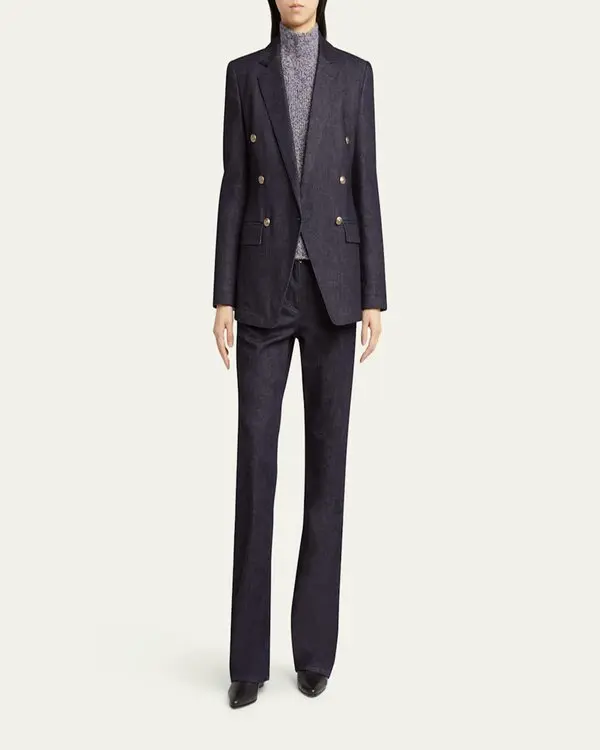 Giorgio Armani Cotton-cashmere Denim Double-breasted Blazer