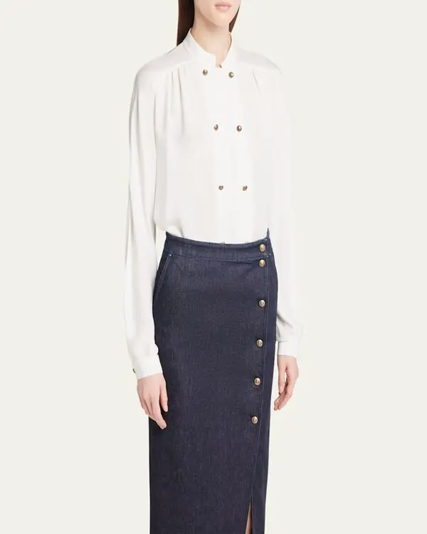 Giorgio Armani Double-breasted Silk Blouse