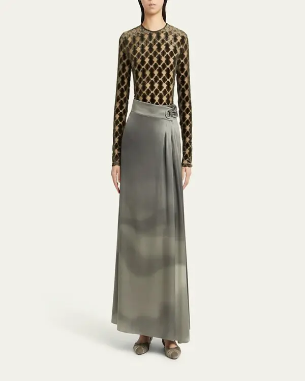 Giorgio Armani Ombre Silk Wrap Maxi Skirt
