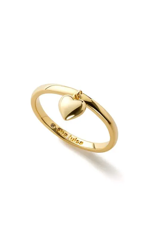 ANA LUISA Leia Heart Charm Stackable Ring - Gold
