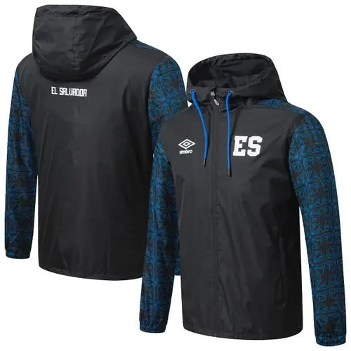 UMBRO El Salvador National Team Full-zip Hooded Rain Jacket - Black