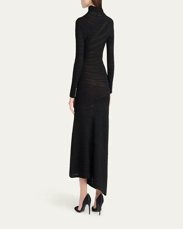 Giorgio Armani Asymmetric Striped Jersey Midi Dress