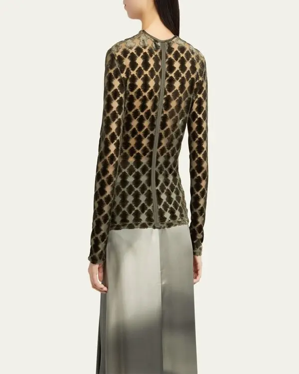 Giorgio Armani Velvet Jersey Jacquard Long-sleeve Top