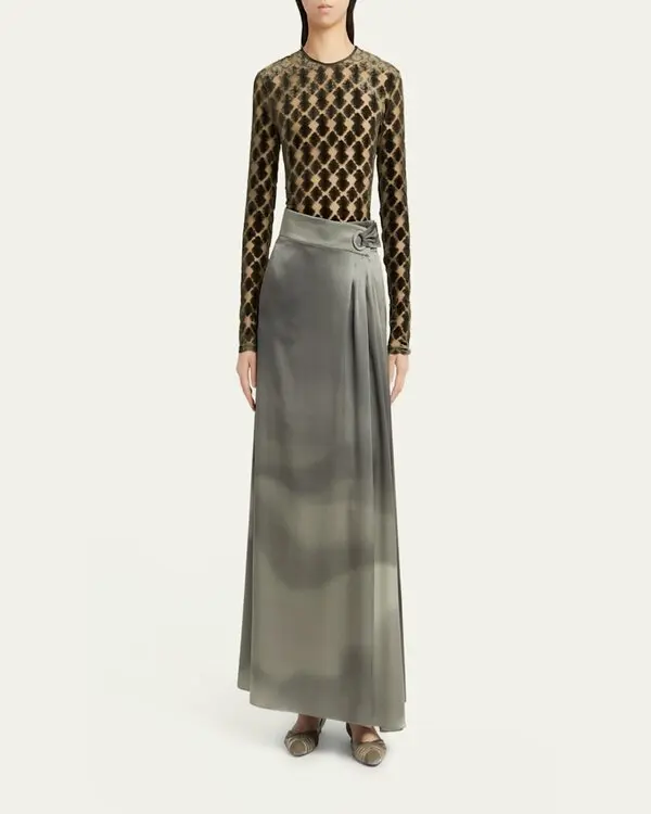Giorgio Armani Velvet Jersey Jacquard Long-sleeve Top