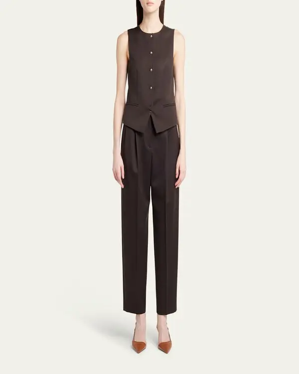 Giorgio Armani Pleated Wool Ankle Trousers