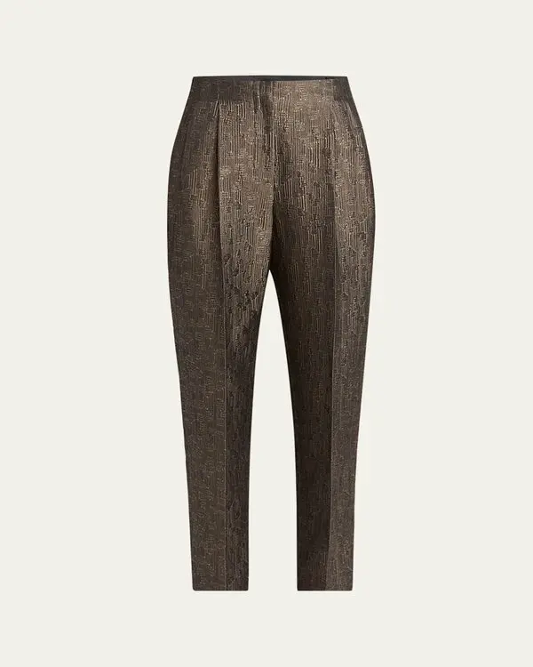 Giorgio Armani Geo Silk Jacquard Tapered-leg Trousers